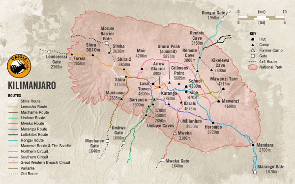 Map of Kilimanjaro